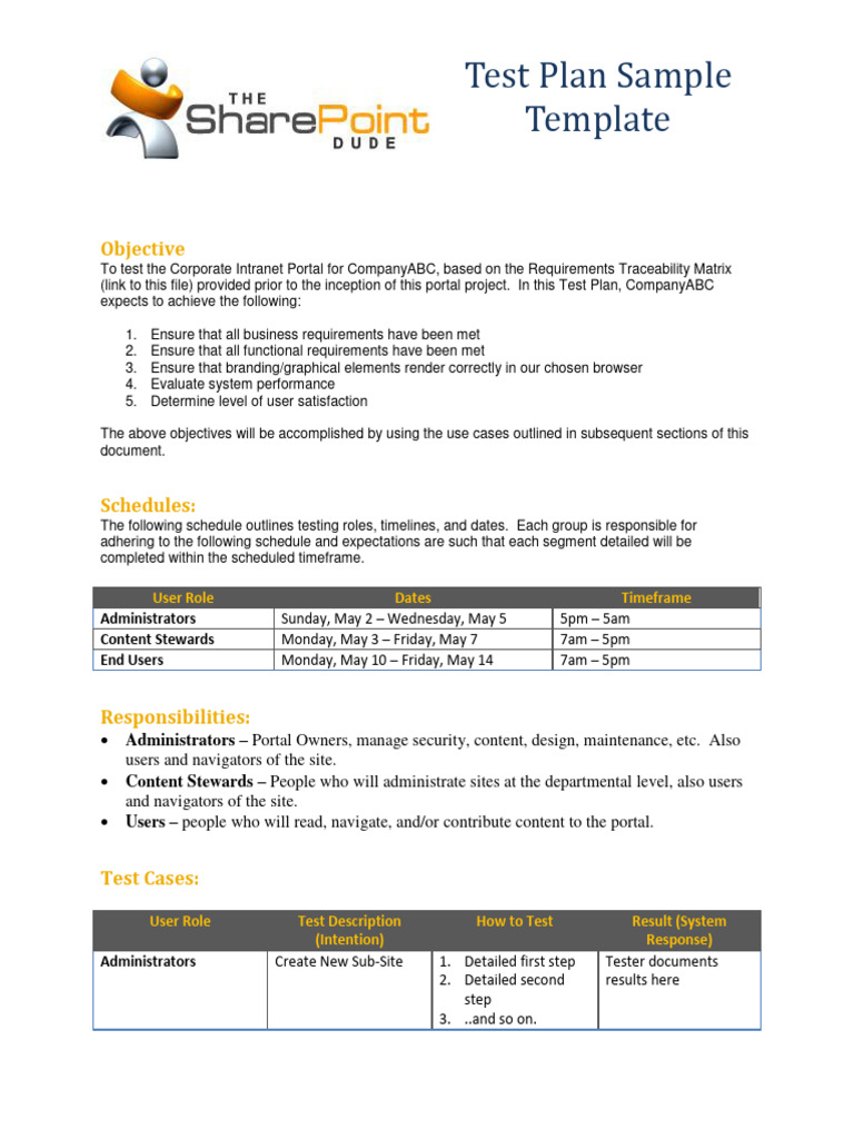 SPDude Sample Test Plan | PDF | Information Technology | Systems ...