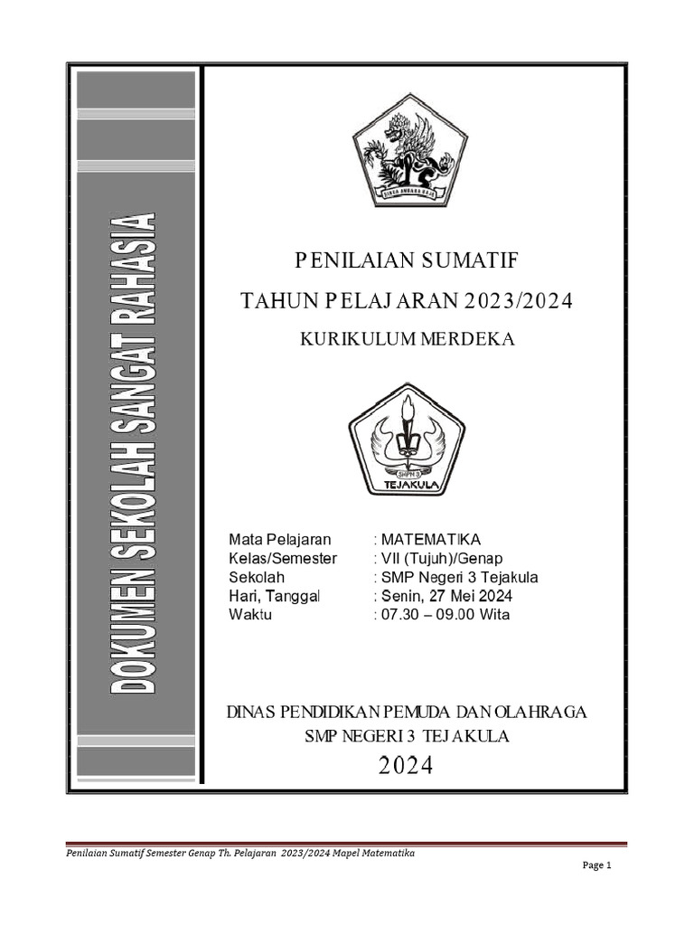 Cover Sumatif Genap | PDF | Metode & Bahan Ajar