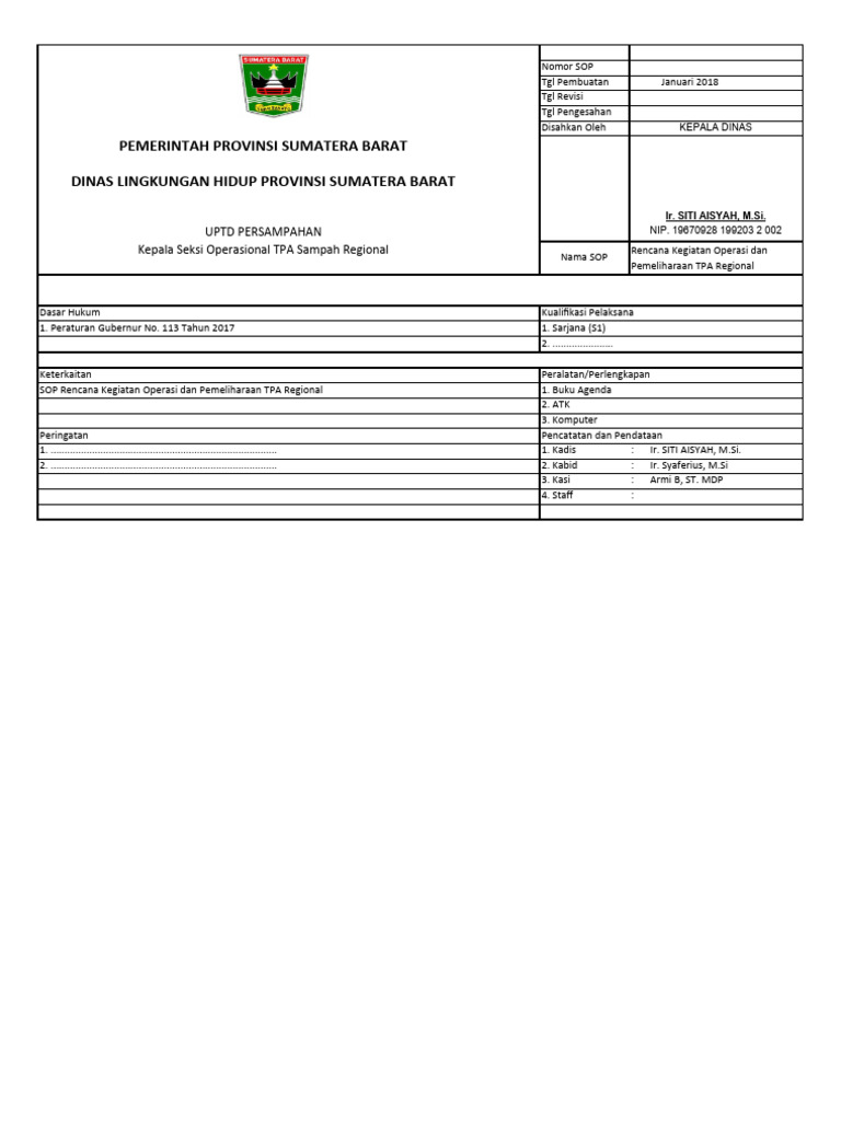 Cover SOP OPERASIONAL Ditambah SOP Alat Berat | PDF