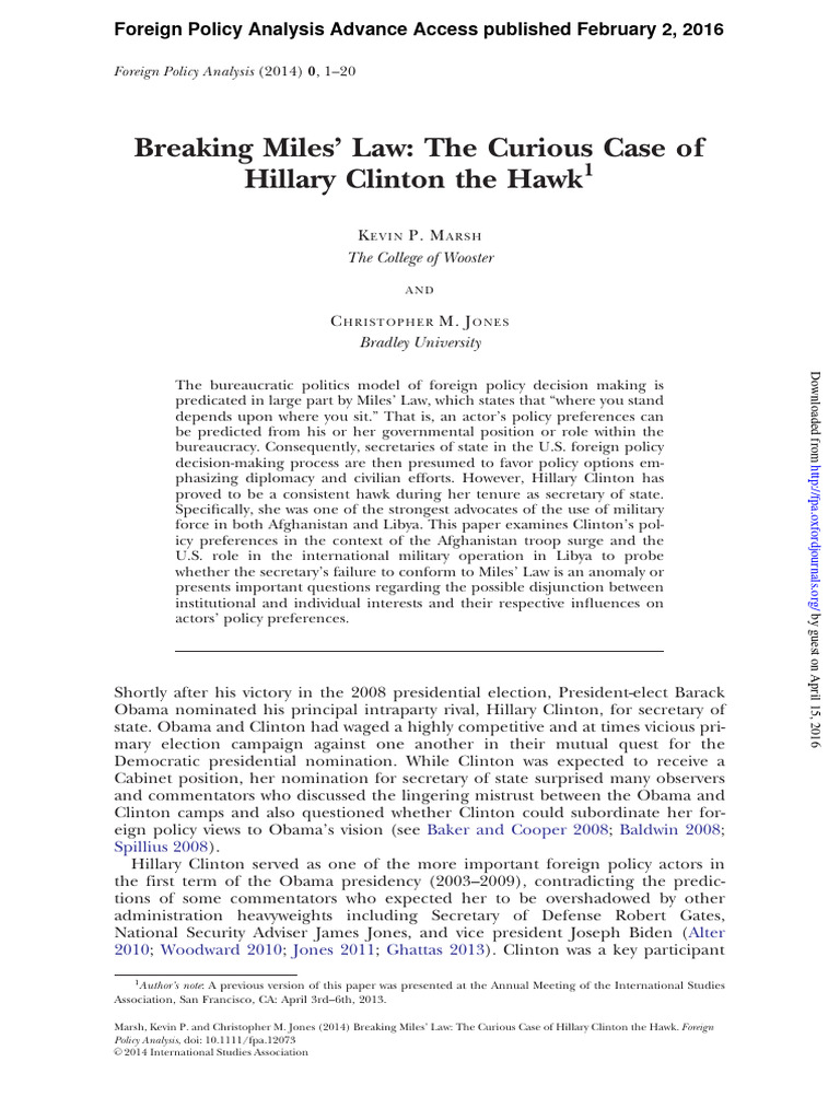 Breaking Miles’ Law Hillary Clinton the Hawk | PDF | Hillary Clinton ...