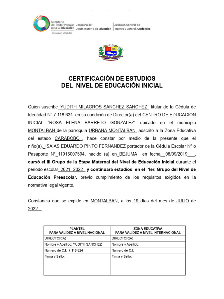 Certificados Maternal General | PDF | Educación de la primera infancia ...