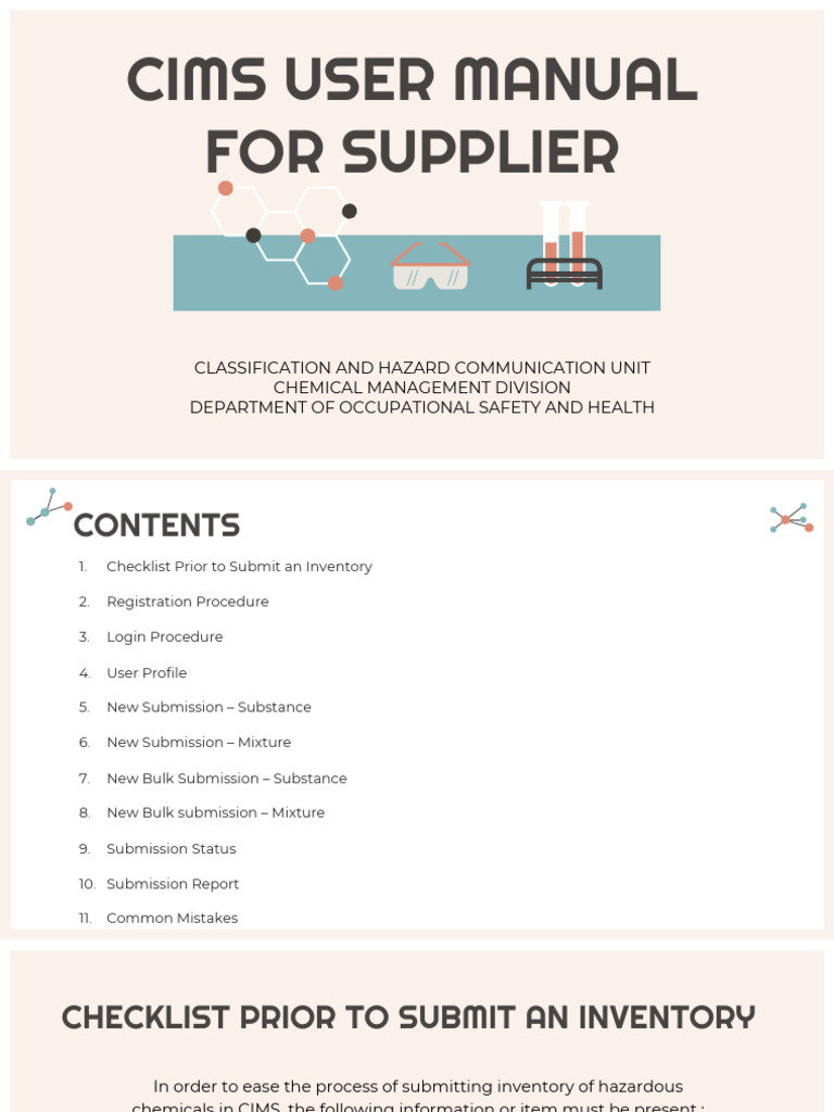 Cims User Manual For Supplier Version 2021 | PDF | Chemical Substances ...