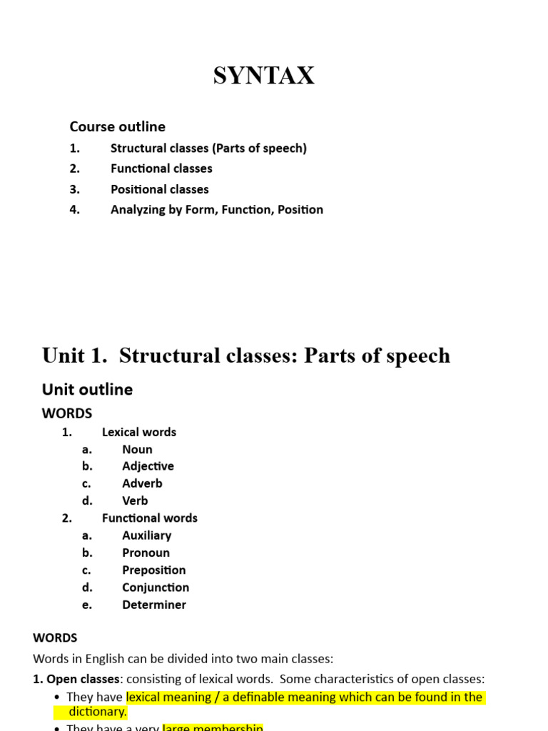 Syntax - Lexical Words | PDF