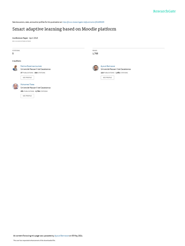 Smart Adaptive Learning Based On Moodle Platform | Download Free PDF | Educational Technology ...