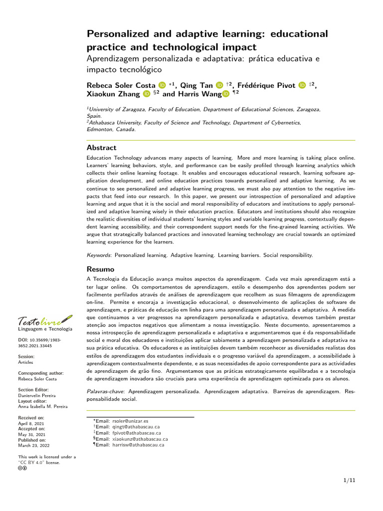 Personalized And Adaptive Learning Educational Pra Pdf Learning