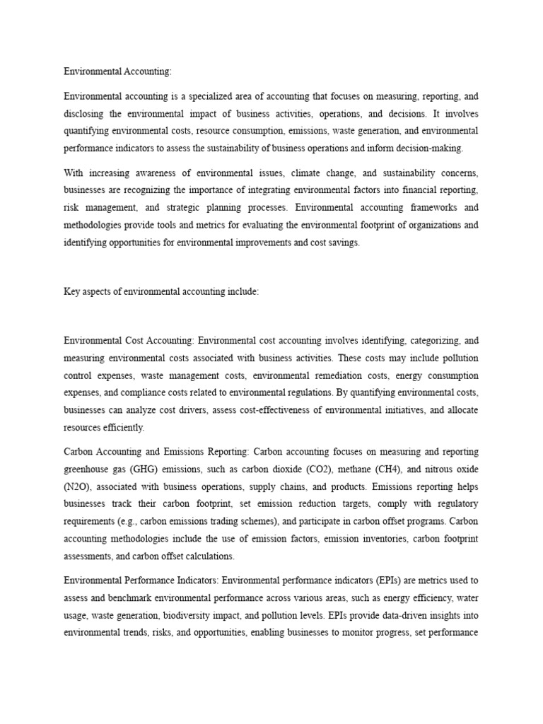 Environmental Accounting | PDF | Carbon Footprint | Sustainability