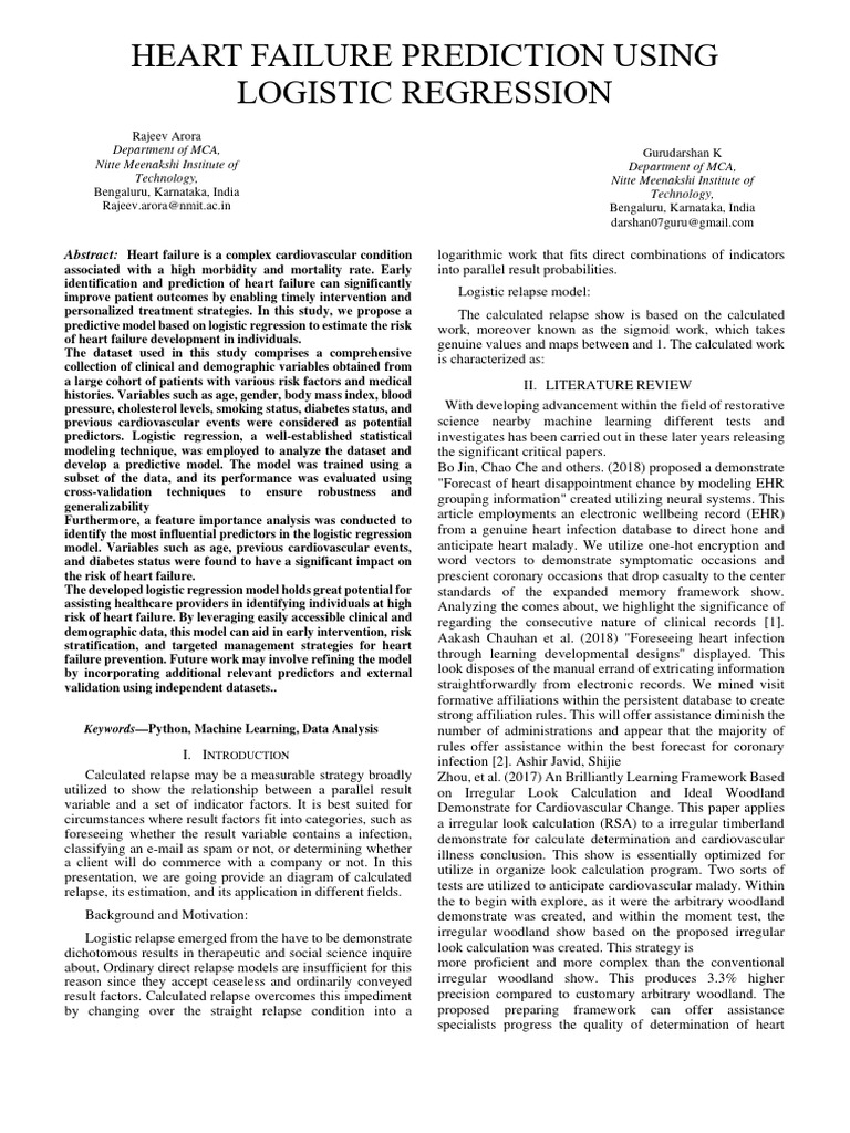 Heart Failure Prediction with Logistic Regression | PDF | Logistic ...