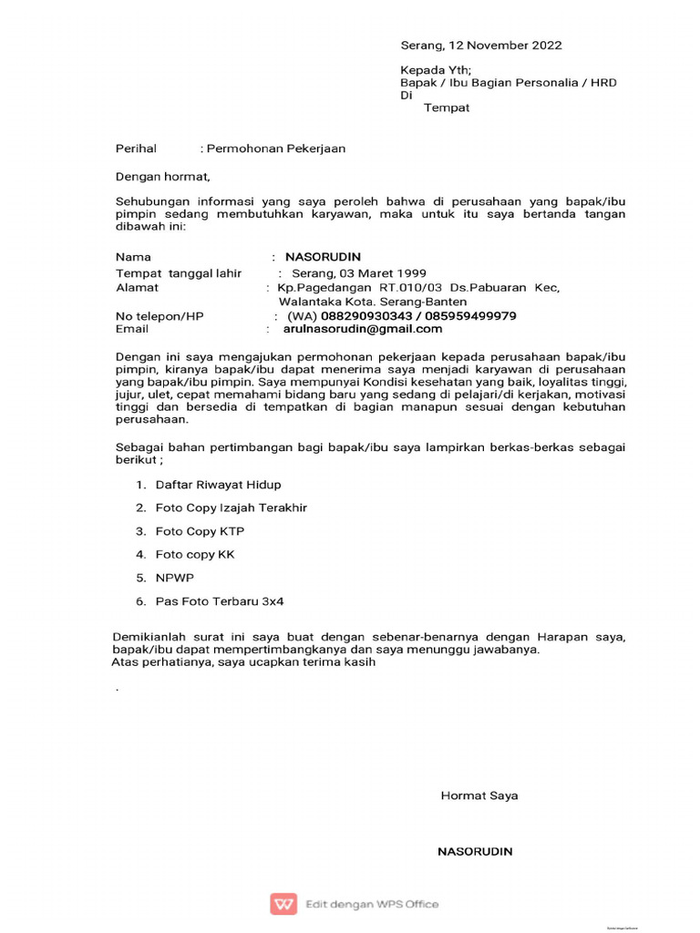 Lamaran Arul-Dikompresi | PDF