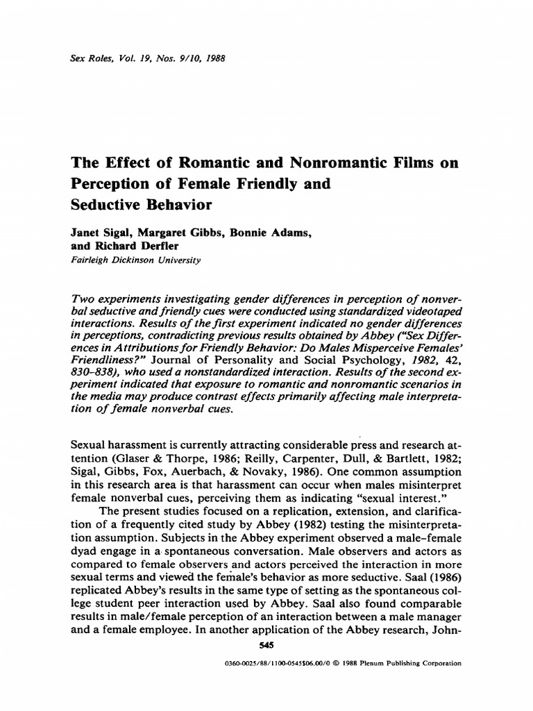 Impact of Film on Gender Perception | PDF | Nonverbal Communication ...