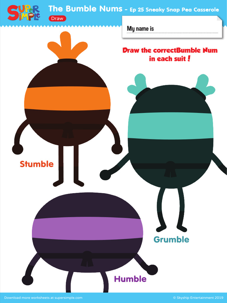 Bumble Nums Drawing Activity Worksheet | PDF