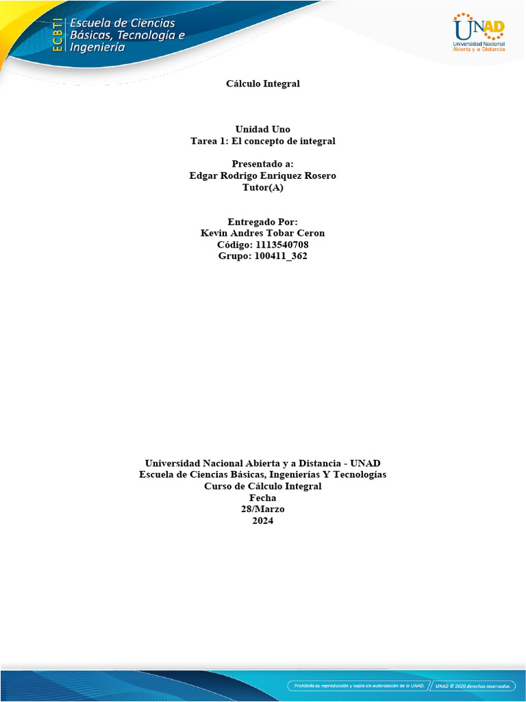 Tarea 1 - Kevin - Andres - Tobar - Ceron | PDF | Integral | Análisis