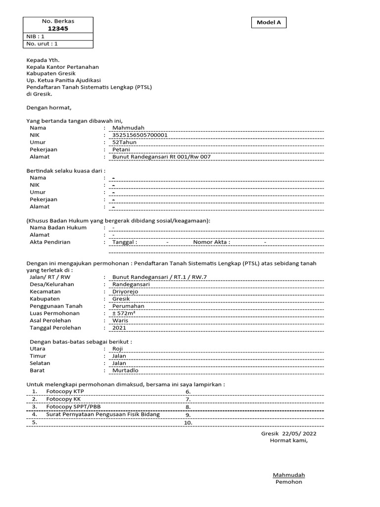 Blanko Cetak PTSL | PDF