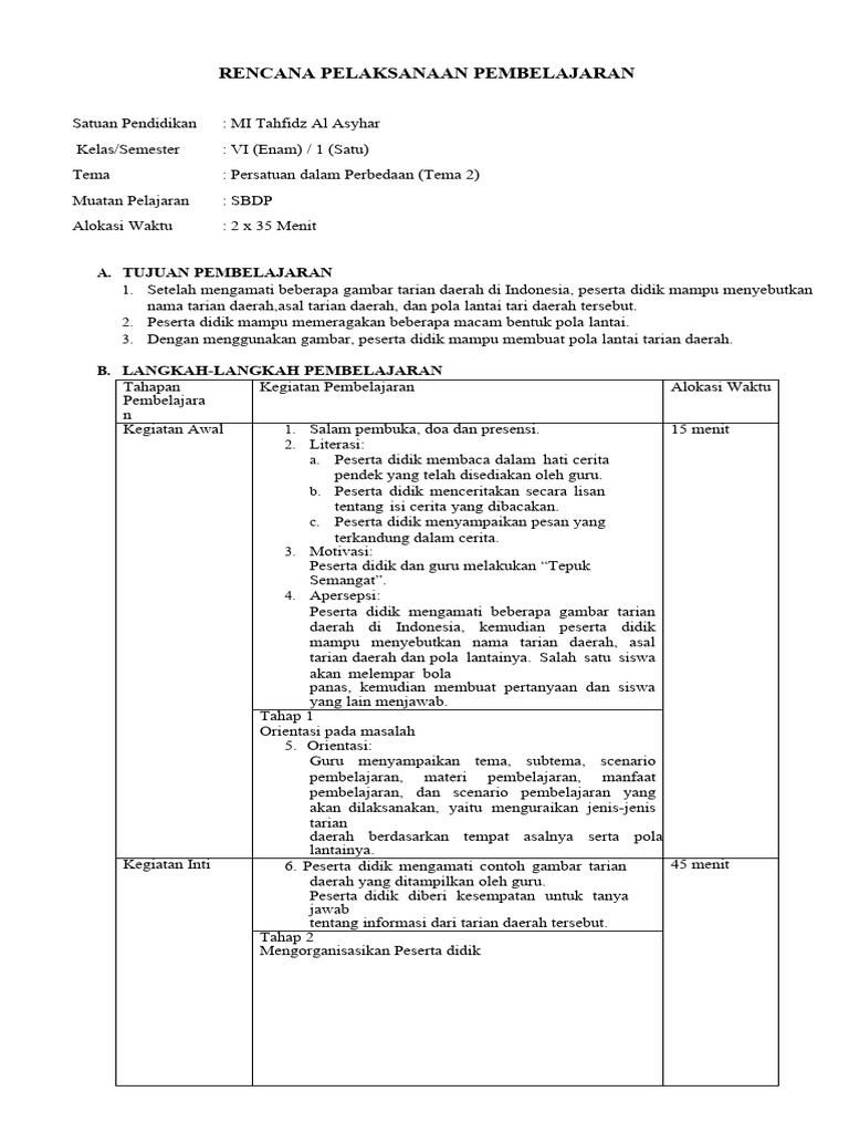 RPP SBDP Pola Lantai FX | PDF | Karier & Perkembangan