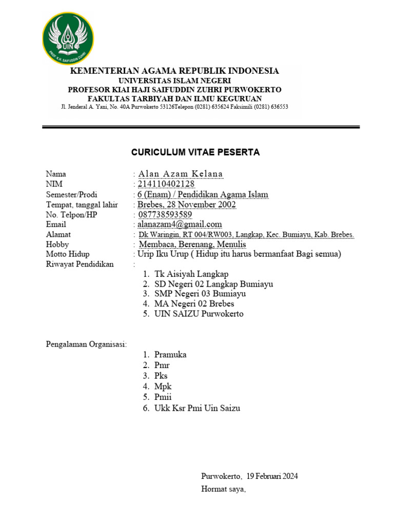 CV Alan Azam Kelana | PDF