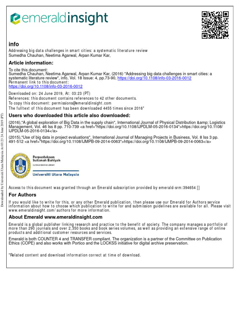 Addressing Big Data Challenges In Smart Cities A Systematic Literature