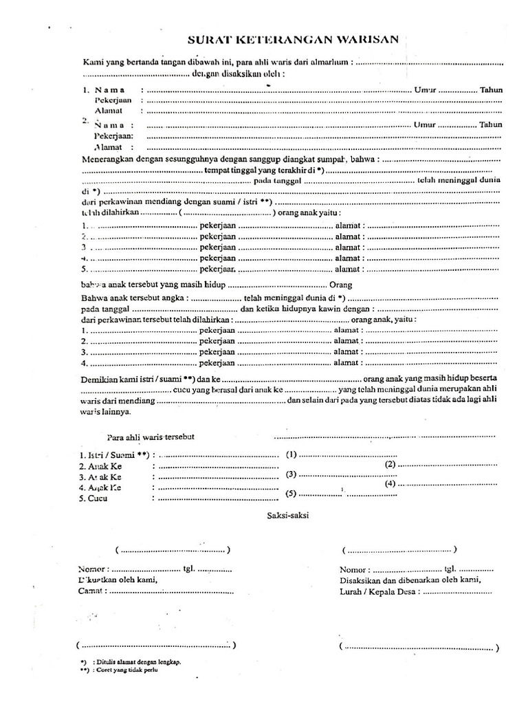 Surat Keterangan Warisan | PDF