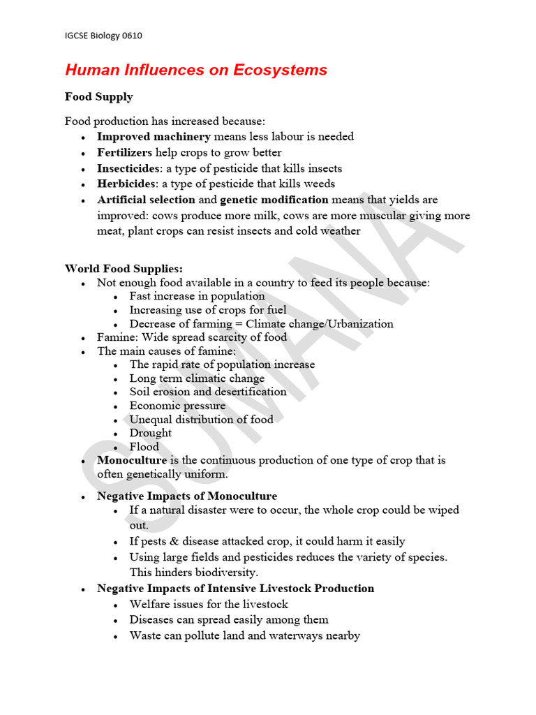 Human Impact on Ecosystems IGCSE | PDF | Agriculture | Soil