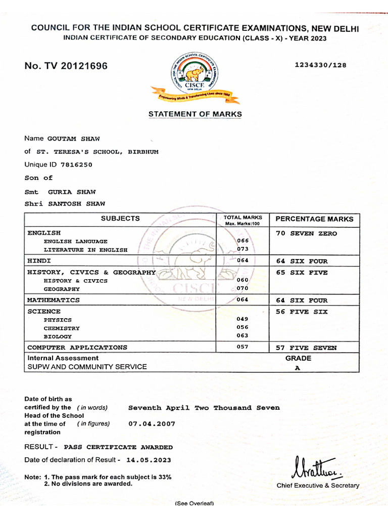 Passing Certificate | PDF