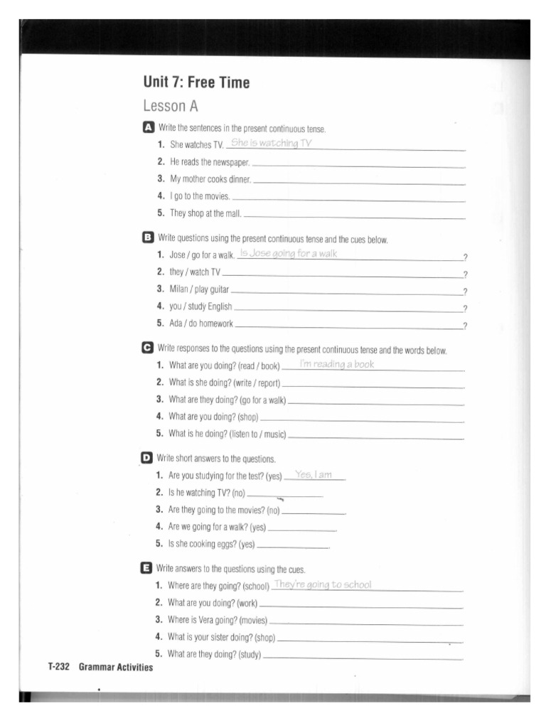 UNITS 1-2 GRAMMAR PRACTICE- PRESENT CONTINUOUS | PDF