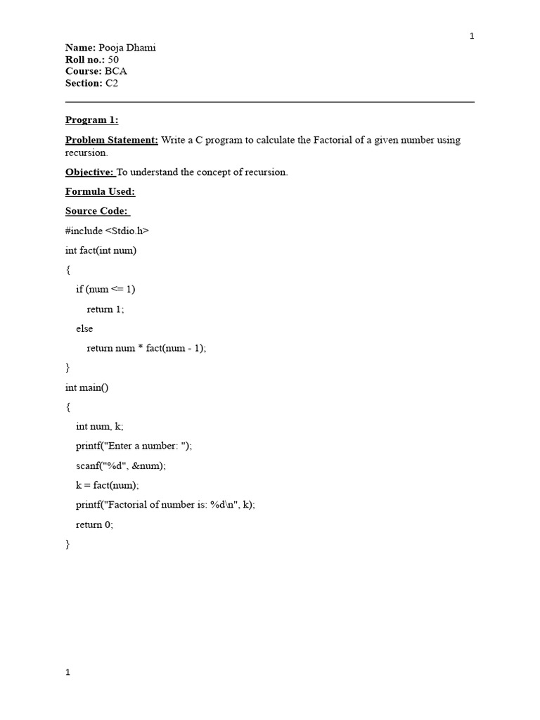 C Programs for Recursion and Errors | PDF | Computer Science | Software Engineering
