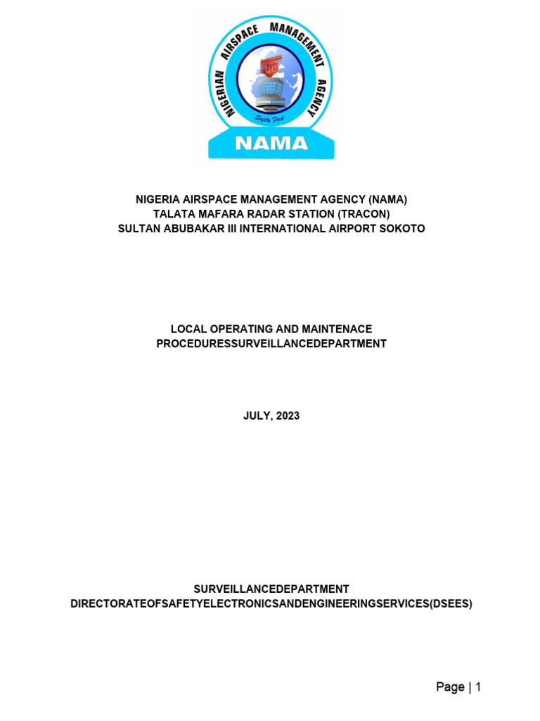 NAMA Talata Mafara Radar Procedures | PDF | Computing | Telecommunications