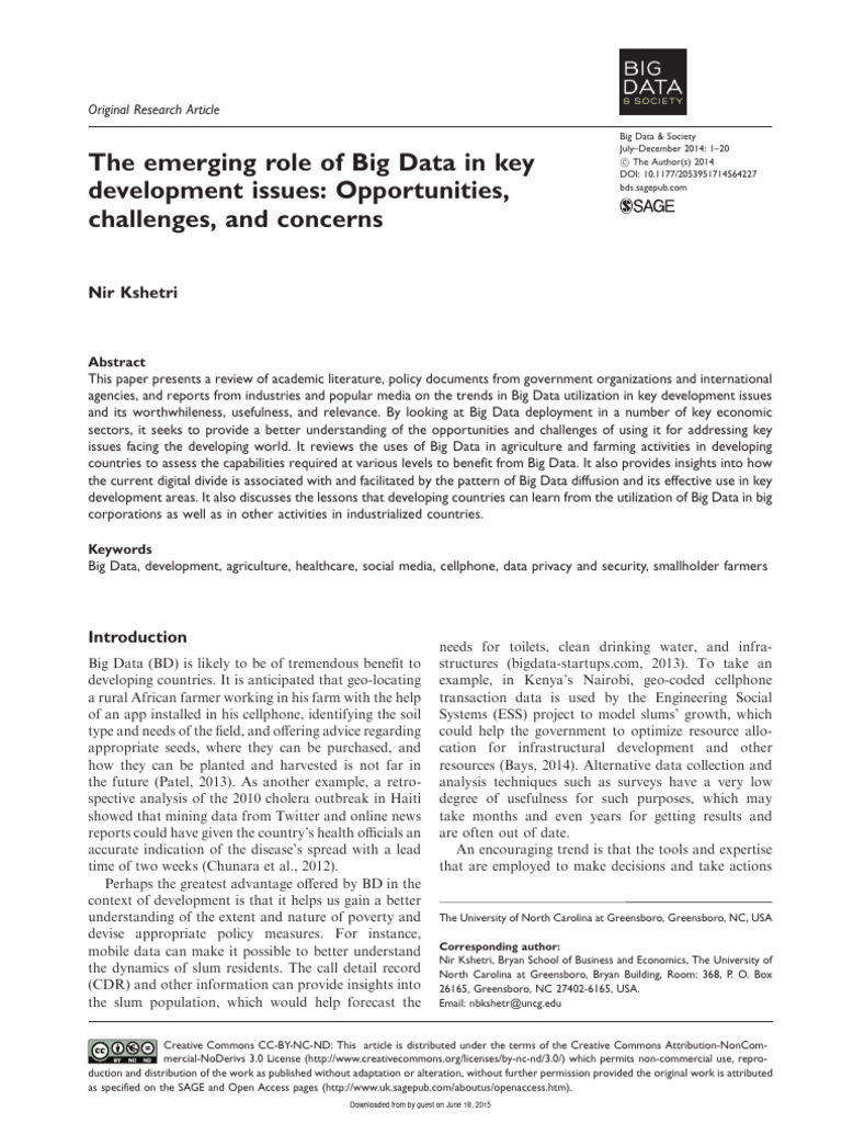 The Emerging Role of Big Data in Key Development Issues Opportunities ...