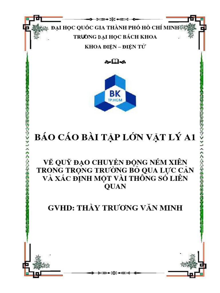 VẼ QUỸ ĐẠO CHUYỂN ĐỘNG NÉM XIÊN TRONG TRỌNG TRƢỜNG BỎ QUA LỰC CẢN VÀ ...