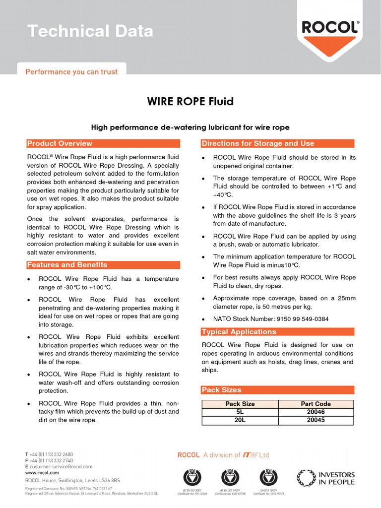WIRE ROPE Fluid - GB | Download Free PDF | Lubricant | Wire