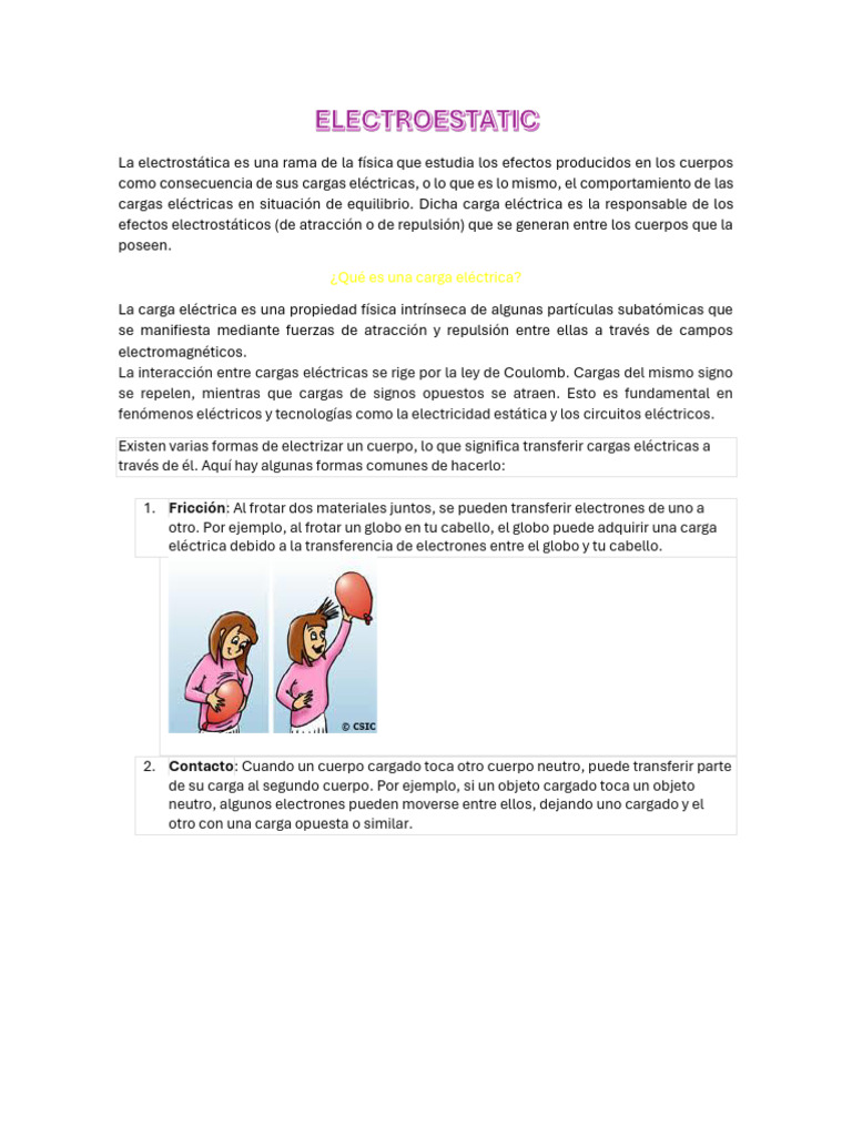 ELECTROESTATICA | PDF | Electrostática | Electricidad