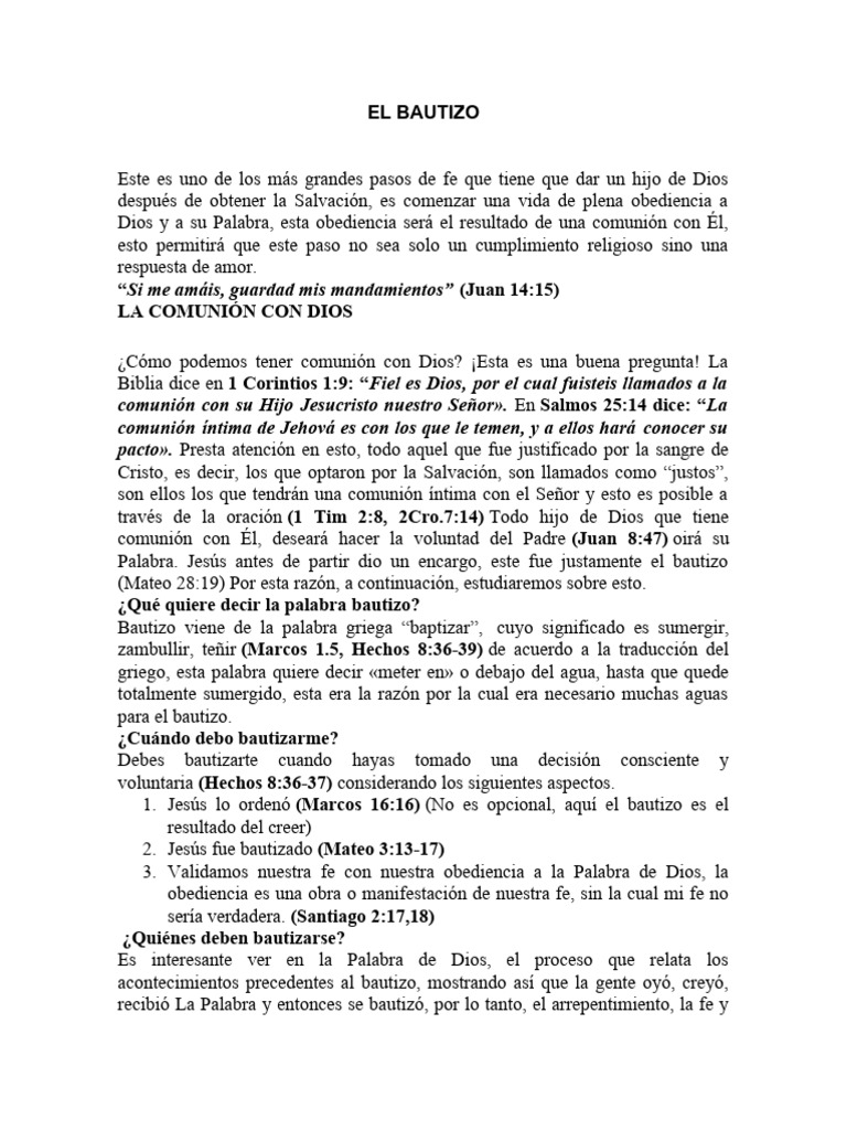 El Bautizo | Descargar gratis PDF | eucaristía | Bautismo