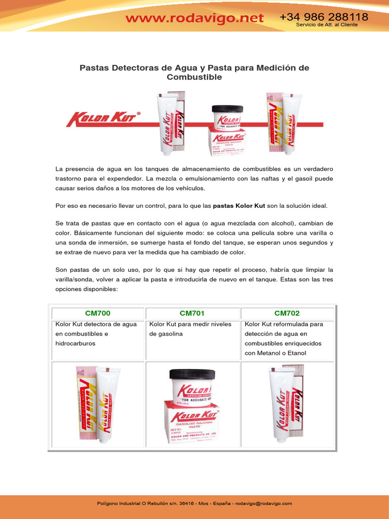 pasta-detectora-agua-combustible-kolor-kut | PDF