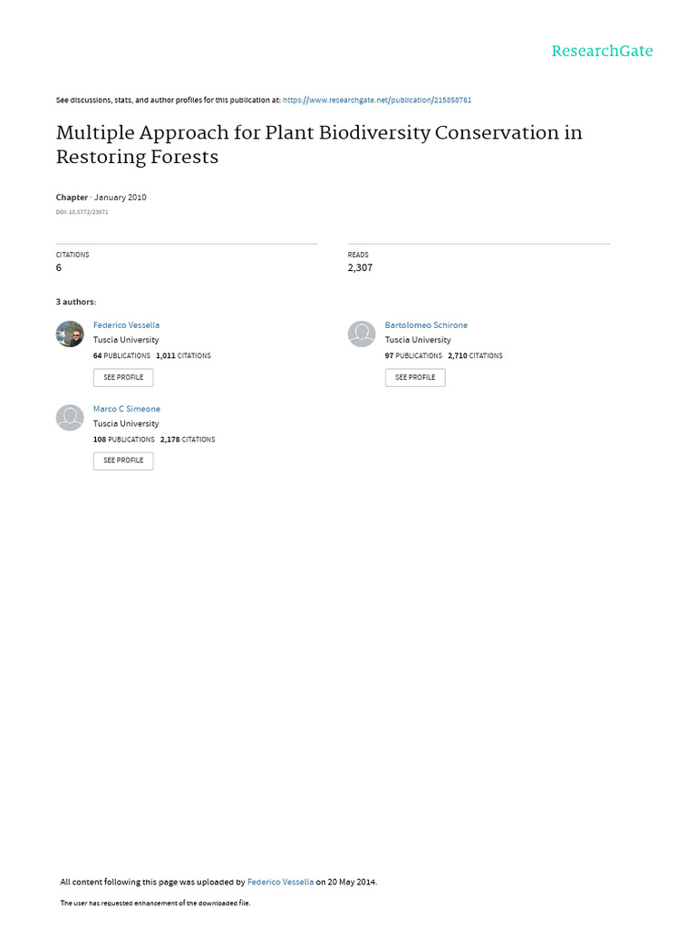 Multiple Approach For Plant Biodiversity Conservation in Restoring ... Multiple Approach For Plant Biodiversity Conservation in Restoring ...