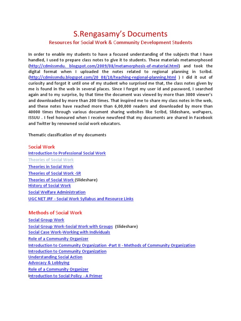 Social Work Resources for Students | PDF | Community Development ...