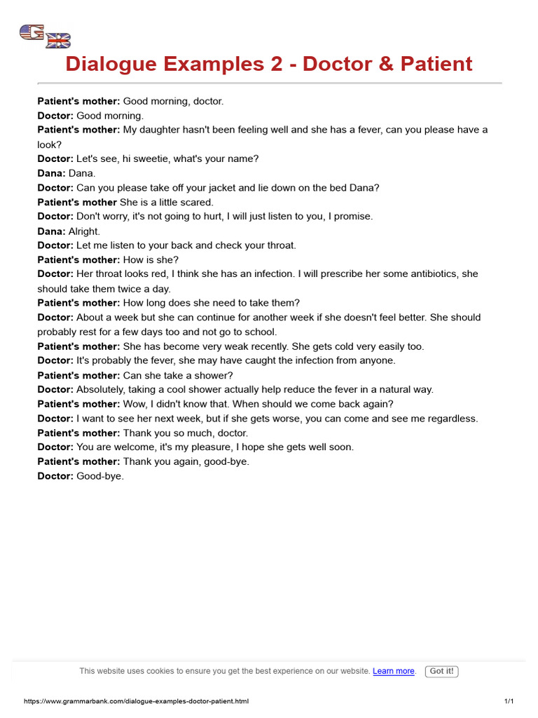 Dialogue Examples 2 - Doctor - Patient | PDF | Science & Mathematics