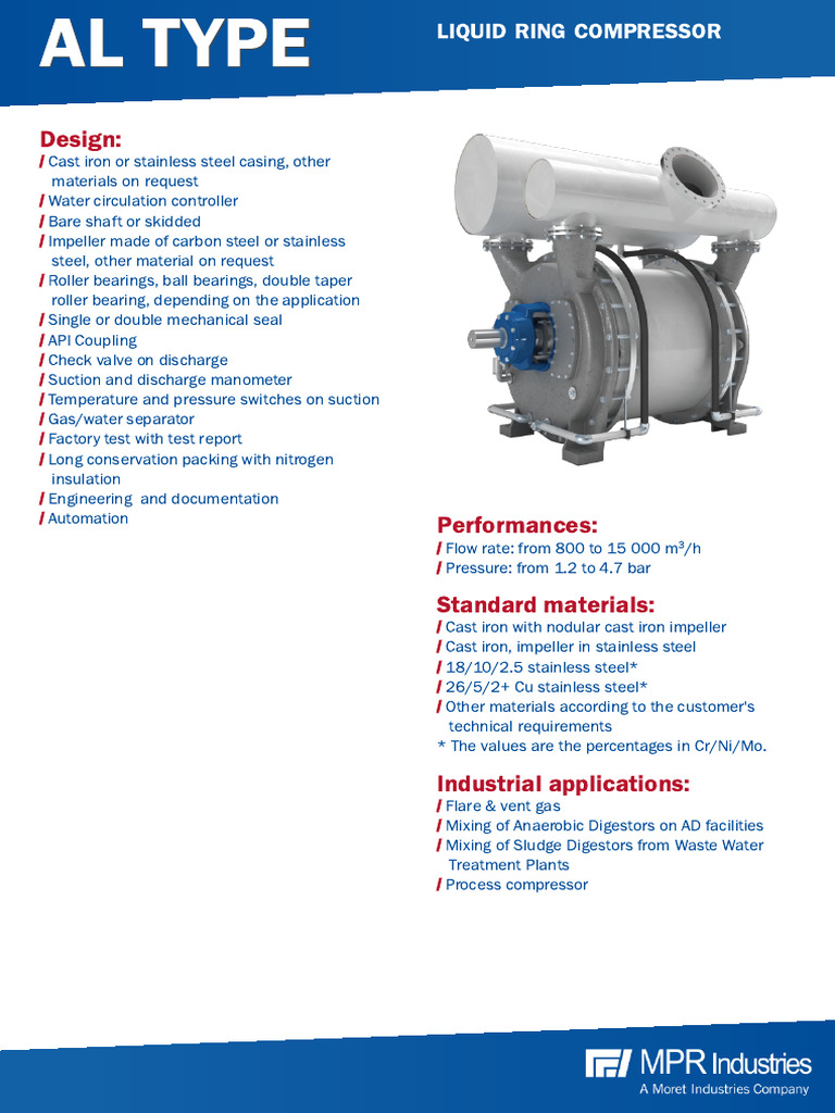 Liquid Ring Compressor Specs & Applications | PDF | Technology ...