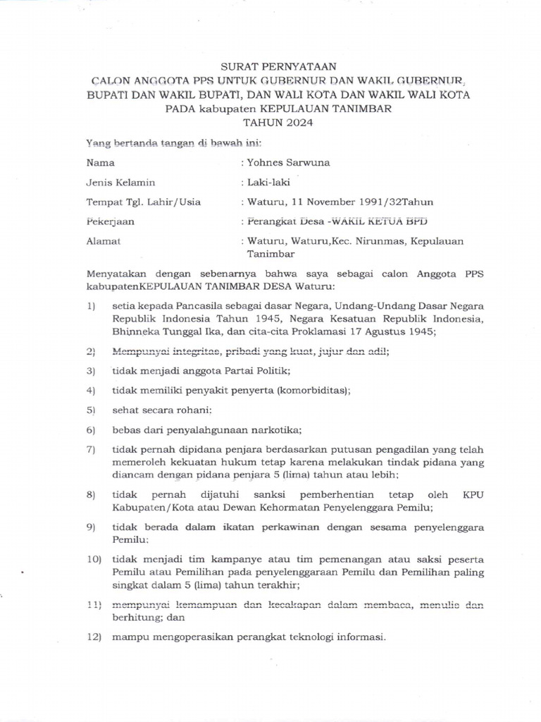 Surat Pernyataan | PDF