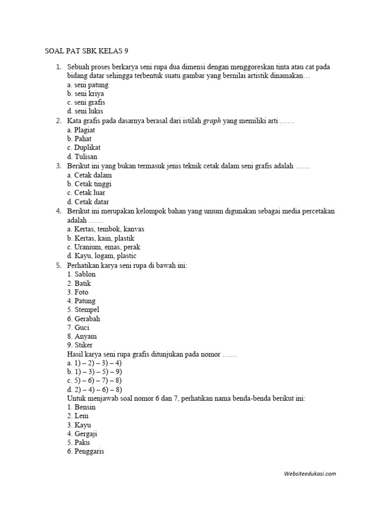 Soal Pat SBK Ix | PDF | Griya & Taman | Seni
