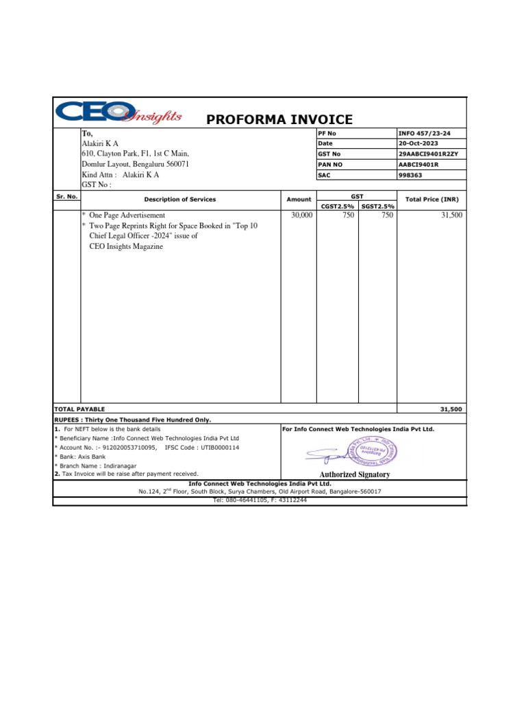 CEO Insights Ad Invoice | PDF