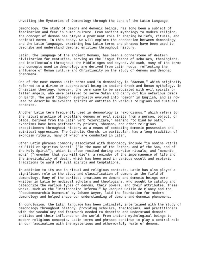 Demonology Through The Lens of The Latin Language | PDF | Demons ...