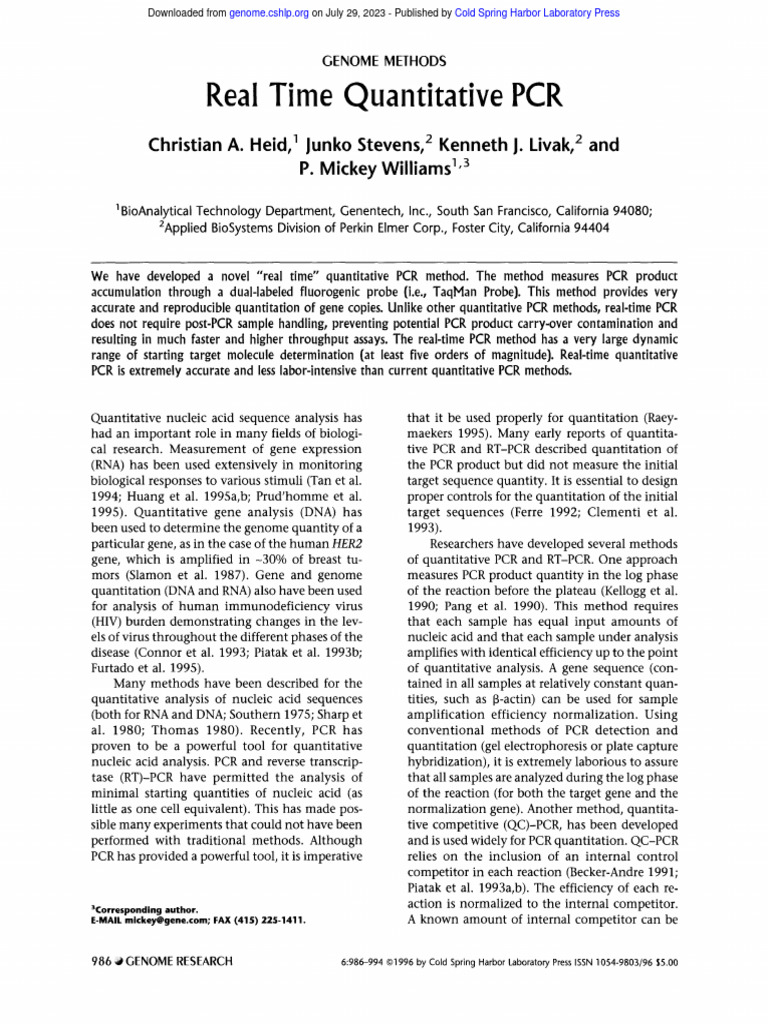Pcr Tiempo Real Download Free Pdf Polymerase Chain Reaction Real Time Polymerase Chain