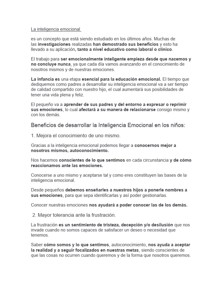 La Inteligencia Emocional | PDF | Las emociones | Inteligencia emocional