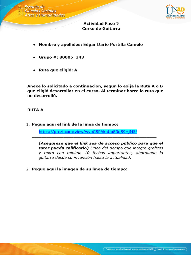 E.P.C Anexo 2 - Formato de Entrega - Evolución de la guitarra y ejercicios de digitación | PDF ...