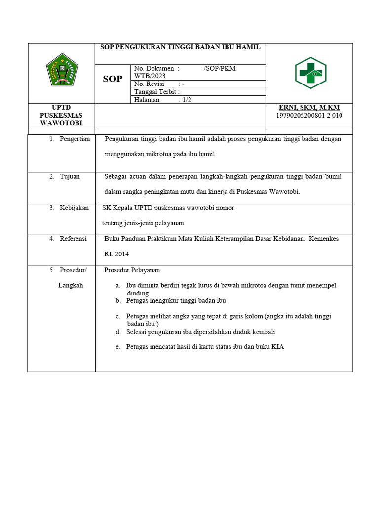 SOP Pengukuran & Penimbangan | PDF