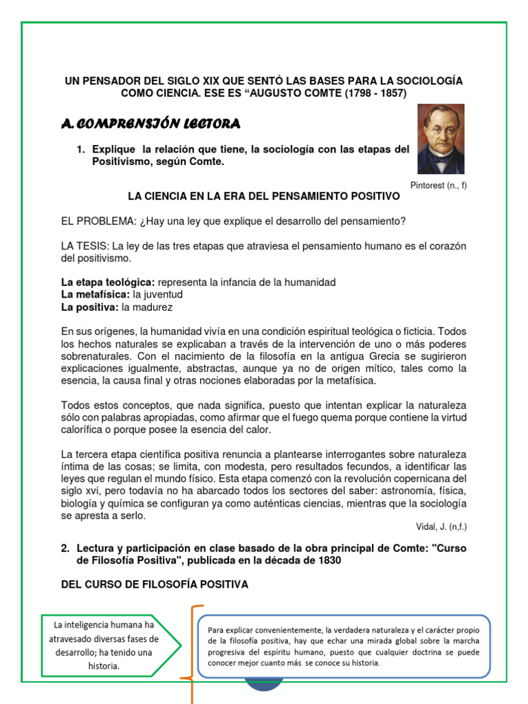 Auguste Comte El Positivismo | PDF | Positivismo | Metafísica