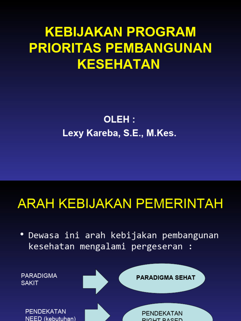 Kebijakan Program Prioritas Pembangunan Kesehatan | PDF