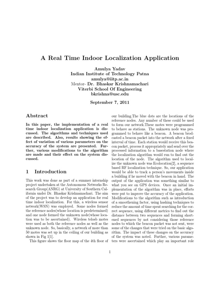 Real-Time Indoor Localization System | PDF