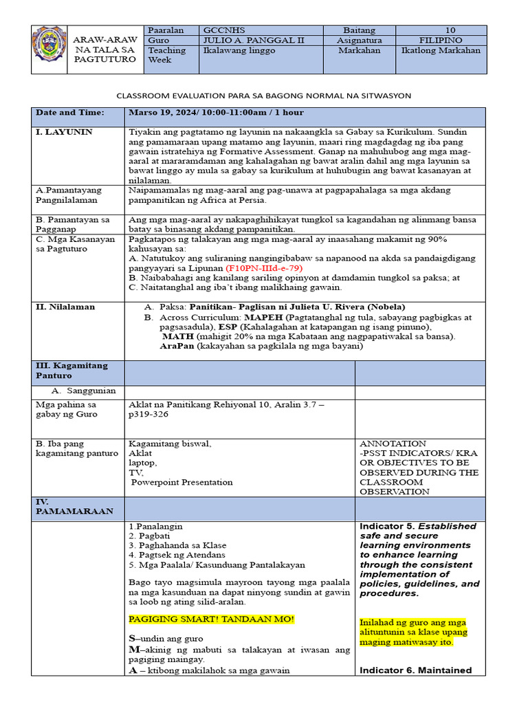 Lesson Plan PAGLISAN Final | PDF
