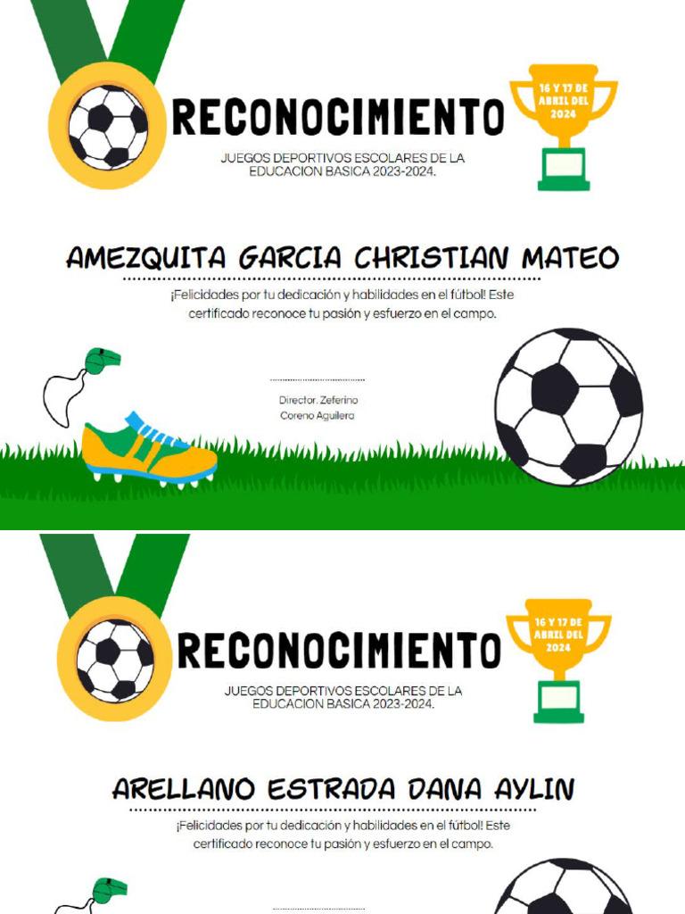 Reconocimiento Futbol Pdf