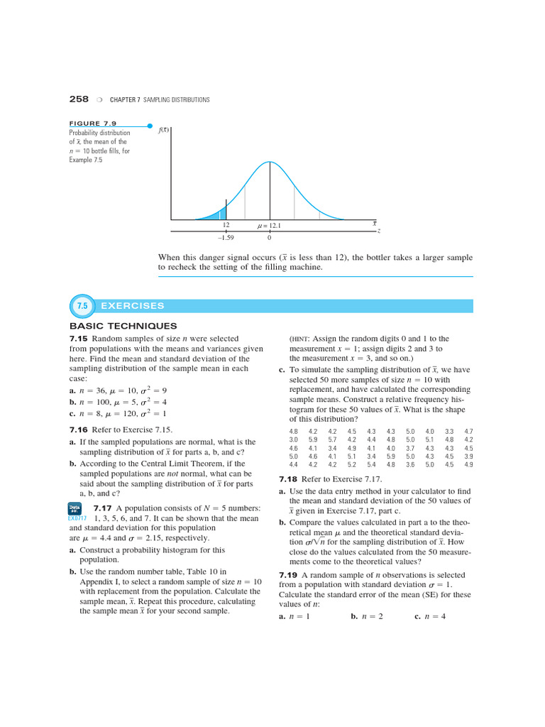 N ! 10 Bottle Fills, For: Exercises | PDF | Mean | Standard Deviation