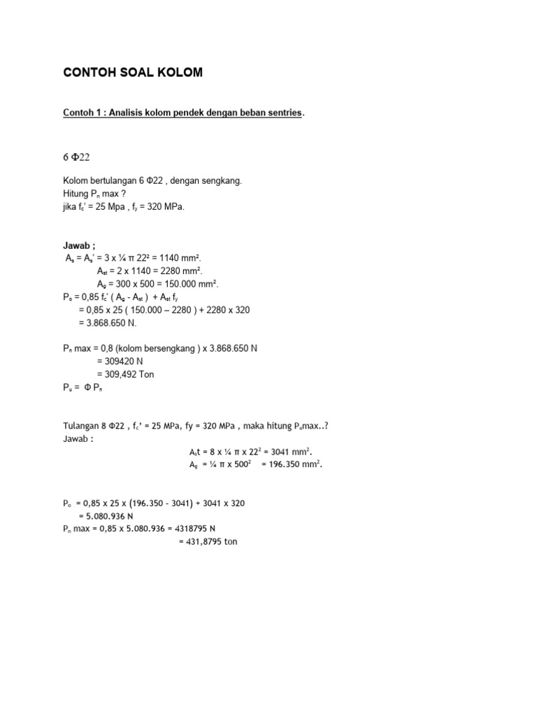 Contoh Soal Kolom | PDF